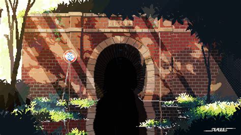 Seaeees Original Animated Animated  Looping Animation Abandoned Artist Name Brick Wall