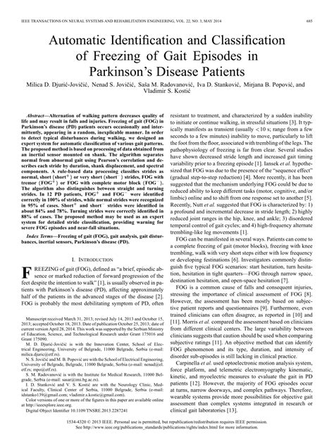 Pdf Automatic Identification And Classification Of Freezing Of Gait