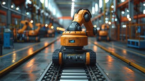 Premium Photo Robot Moving Along Conveyor Belt