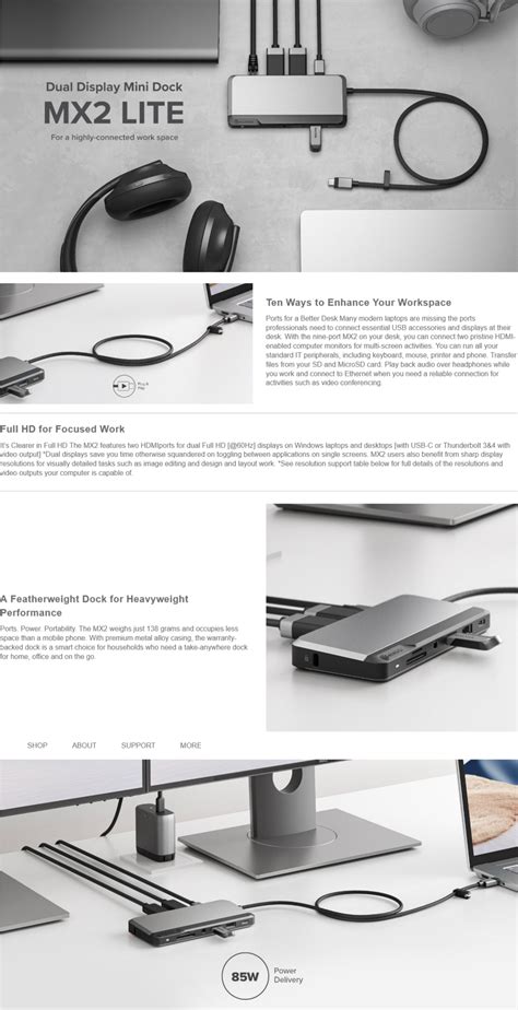 ALOGIC USB C Dual Display Dock MX Lite HDMI Edition U CSH SGR CA