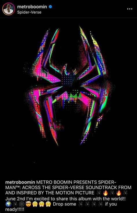 Spider Man Across The Spider Verse Soundtrack By Metro Boomin Dropping June 2nd Rspiderman