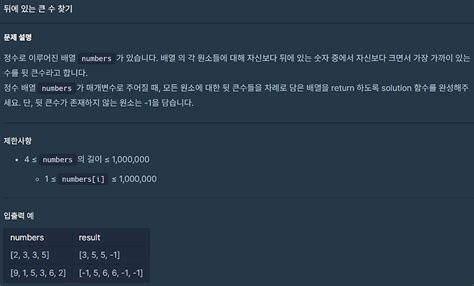 프로그래머스 뒤에 있는 큰 수 찾기 Blog