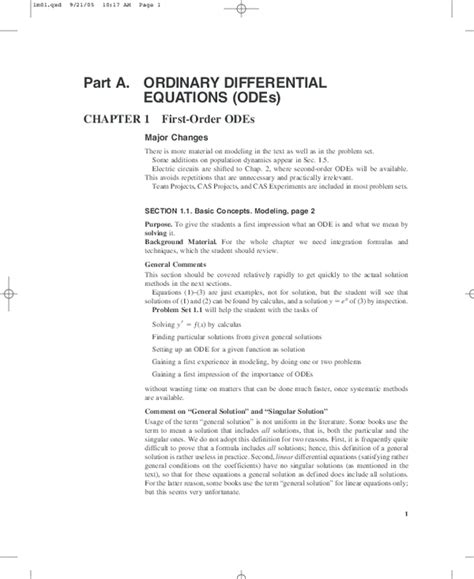 Pdf Part A Ordinary Differential Equations Odes Chapter 1 First