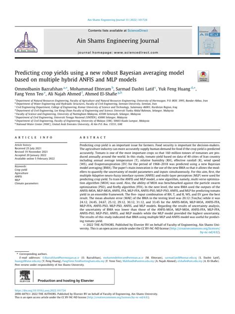 Predicting Crop Yields Using A New Robust Bayesian Averaging Model Based On Multiple Hybrid
