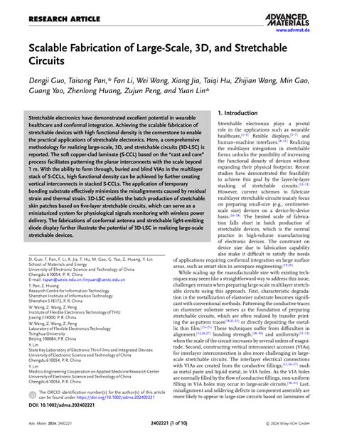 Scalable Fabrication Of Large‐scale 3d And Stretchable Circuits