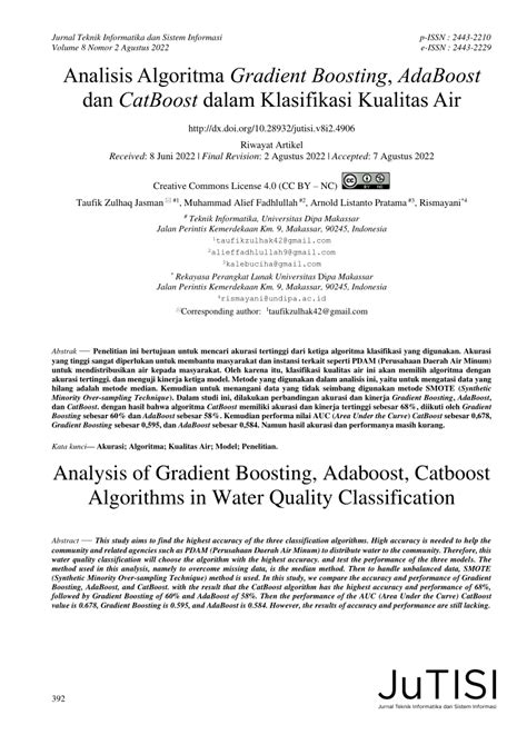 Pdf Analisis Algoritma Gradient Boosting Adaboost Dan Catboost Dalam