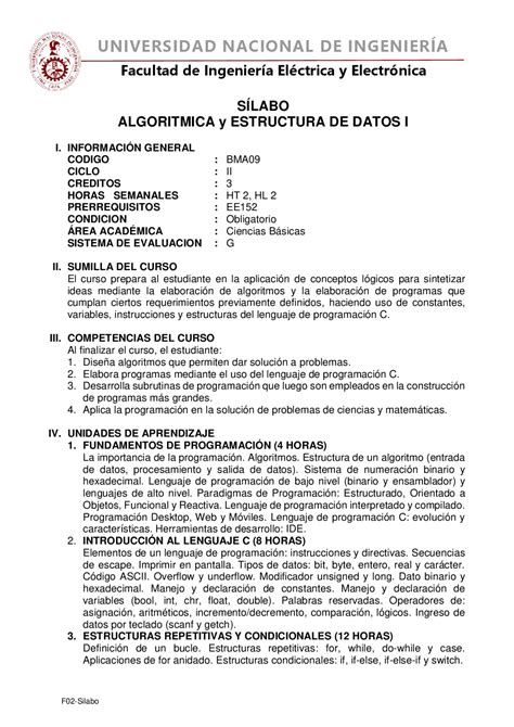 Sílabo de Algoritmos y Estructura de Datos BMA09 Guías Proyectos