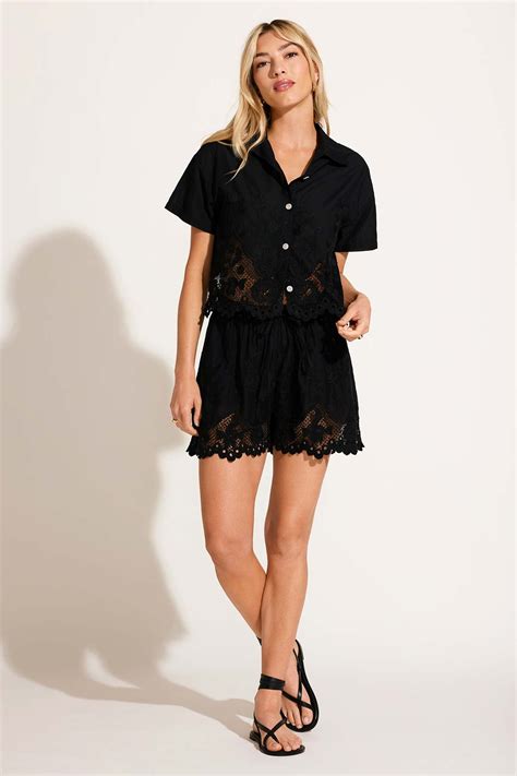 Vitamin A Flora Short Black Beachside Broderie