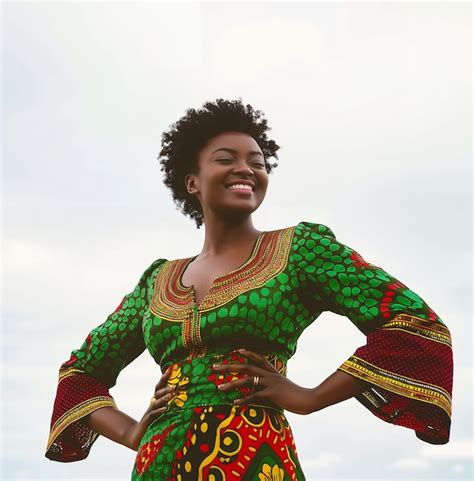 Radiant African Beauty In Vibrant Wax Print Dress Joyful Elegance In African Traditional Attire