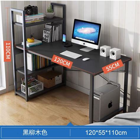 Computer Table With 4 Tier Book Shelf Desk Writing Dekstop Meja Tulis Study Laptop Home Shopee