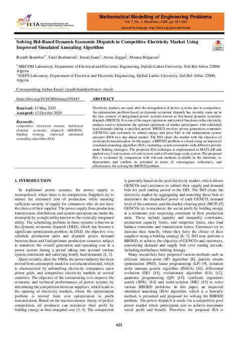 Pdf Solving Bid Based Dynamic Economic Dispatch In Competitive