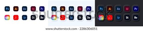 Set Popular Adobe Apps Icons Flat Stock Vector Royalty Free Shutterstock