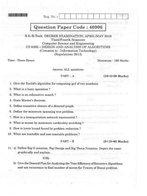 Algorithm Anna University Question Pdf