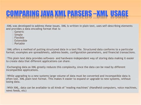 Ppt Comparing Java Xml Parsers Powerpoint Presentation Free Download Id 8892068