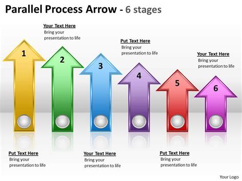 Parallel Process Arrow 6 Stages 6 PowerPoint Slide Templates Download PPT Background