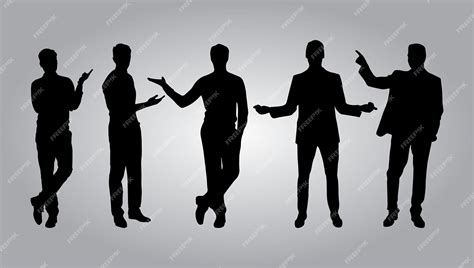 Premium Vector Silhouette Of Four Men Are Standing In Front Of A Gray