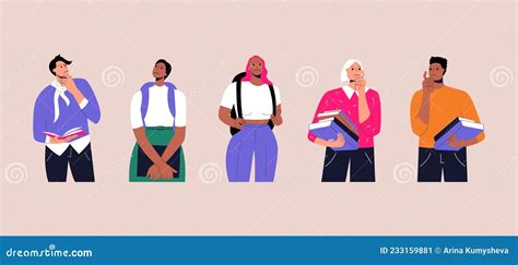 thoughtful characters thinking at huge question mark landing page