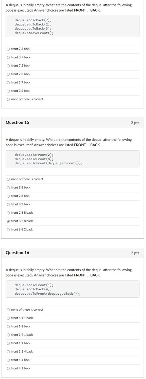 solved a deque is initially empty what are the contents of