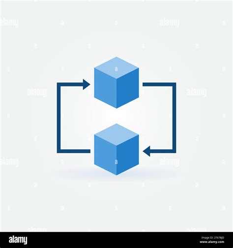 Blockchain Concept Icon Vector Two Blue Cubes With Arrows Symbol Or