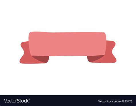 Red Ribbon Banner Icon Web Design Element Hand Vector Image