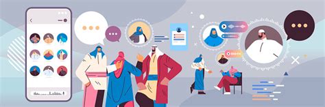 음성 메시지 오디오 채팅 응용 프로그램 소셜 미디어 온라인 통신으로 통신 하는 아랍 사람들 Brand Name Smart Phone에 대한 스톡 벡터 아트 및 기타 이미지