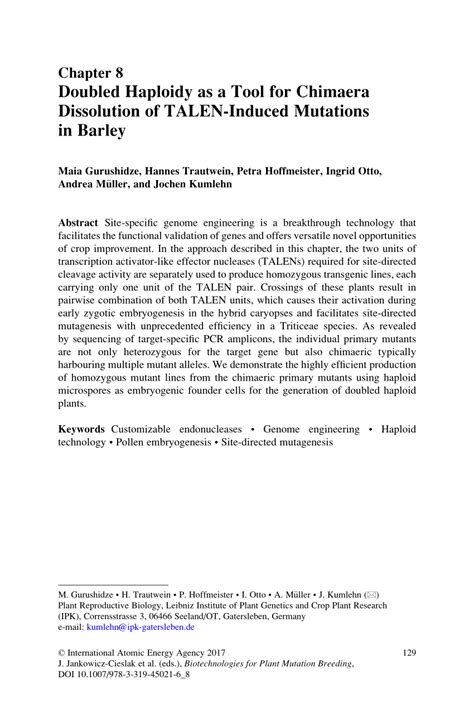 Pdf Doubled Haploidy As A Tool For Chimaera Dissolution Of Talen