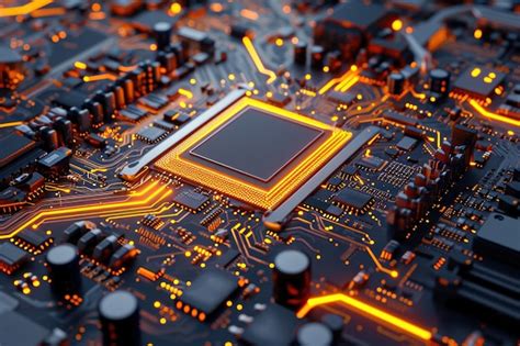 Premium Photo Data Flow In A Motherboard In Pc Processor Among Circuits And Electronics CPU