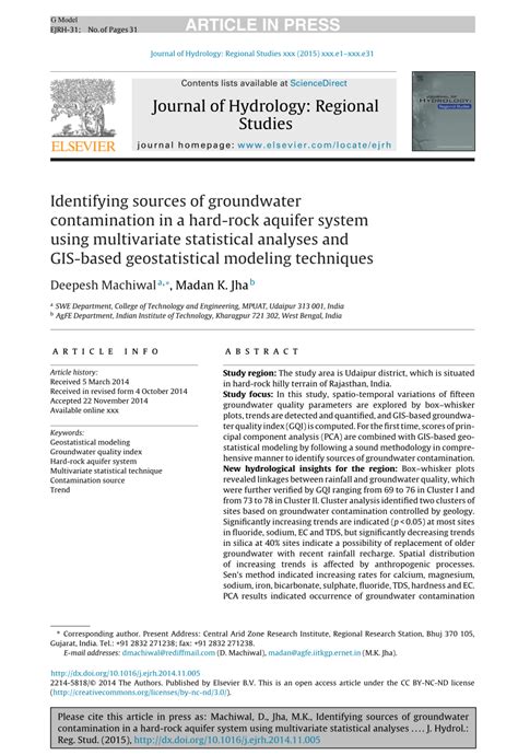Pdf Identifying Sources Of Groundwater Contamination In A Hard Rock Aquifer System Using