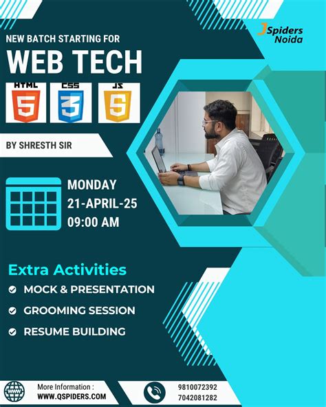 Qspiders L Learn 📚 L Code 🧑‍💻 L Get Placed 📢 New Web Tech Batch Alert By Shresth Sir 🗓️