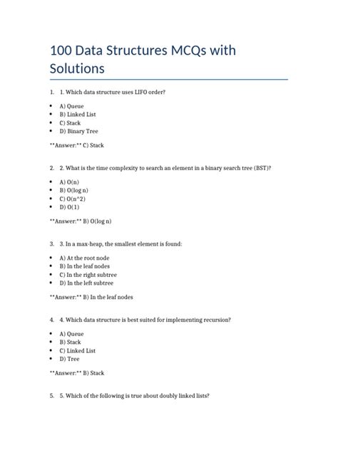 Data Structures Mcqs With Solutions Pdf