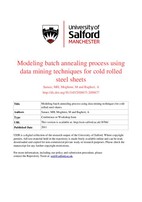 pdf modeling batch annealing process using data mining techniques for