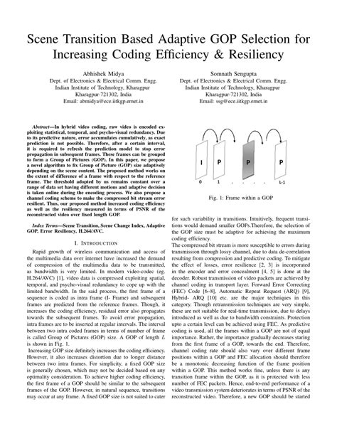 pdf scene transition based adaptive gop selection for increasing coding efficiency and resiliency