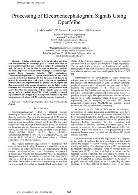 Pdf Processing Of Electroencephalogram Signals Using Openvibe