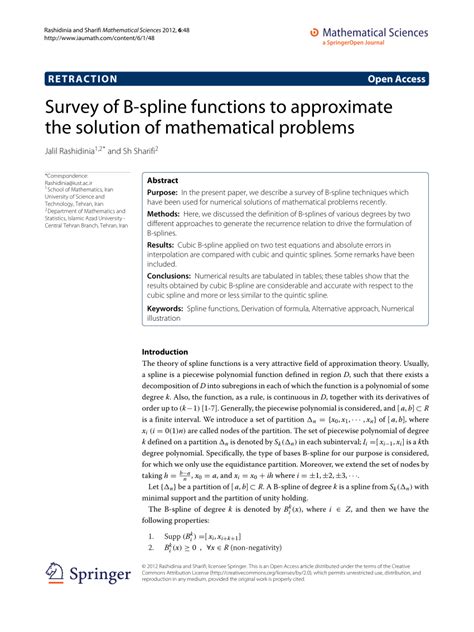 Pdf Survey Of B Spline Functions To Approximate The Solution Of Mathematical Problems