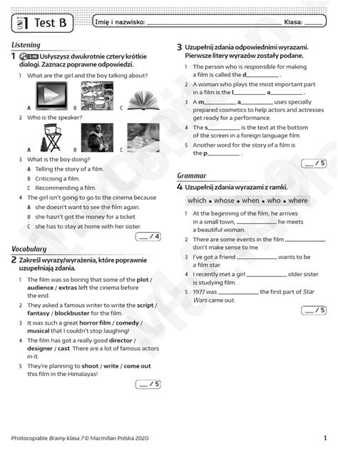Brainy Kl7 Unit Test 1 B Pdf