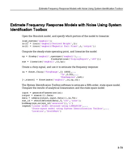 Simulink Control Design 63 Estimate Frequency Response Models With