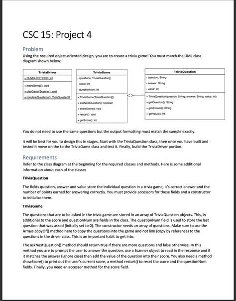 Solved Csc 15 Project 4 Problem Using The Required