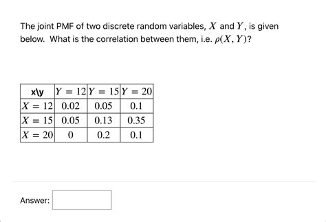 Solved The Joint Pmf Of Two Discrete Random Variables 𝑋x
