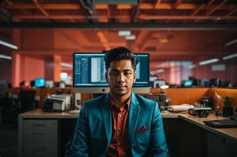 Premium Ai Image Photo Portrait Of Male Programmer In Office