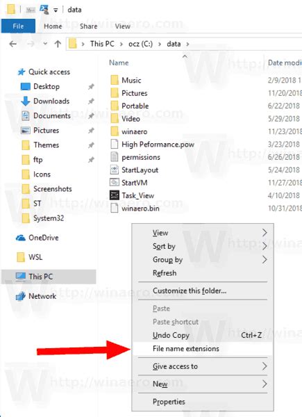 Add File Extensions Context Menu In Windows 10