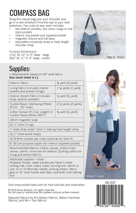 Compass Bag Sewing Pattern Sewfinity
