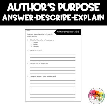 Author S Purpose Informational Text Quick Check Answer Describe Explain