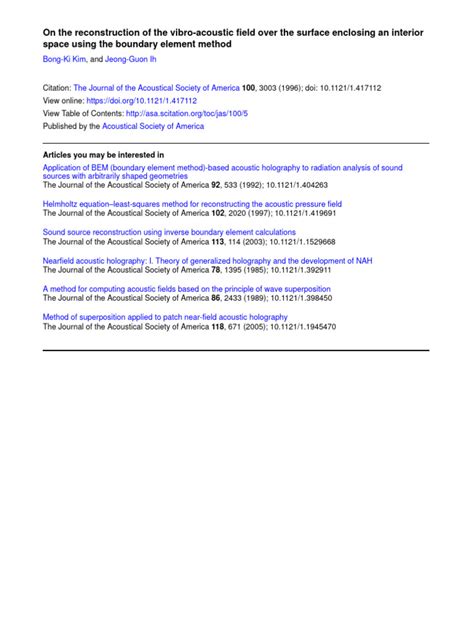 On The Reconstruction Of The Vibro Acoustic Field Over The Surface