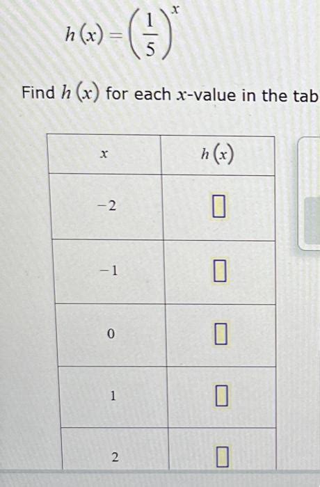 solved h x 51 x find h x for each x value in the tab