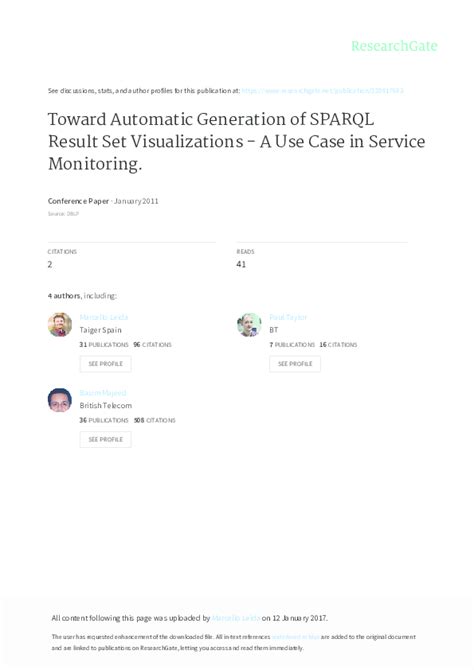 Pdf Toward Automatic Generation Of Sparql Result Set Visualizations
