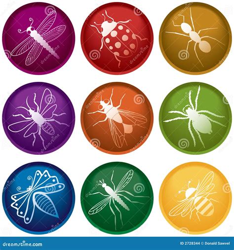 Nine Bug Buttons Stock Vector Illustration Of Graphic 2728344