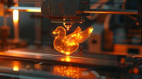 Premium Photo A 3d Printer Creates A Glowing Duck