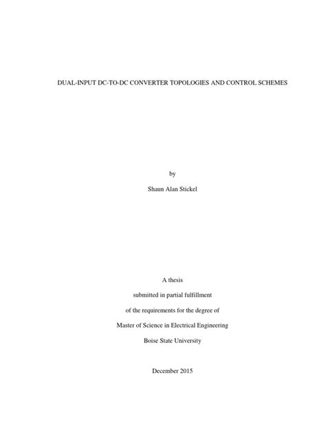 Dual Input Dc To Dc Converter Topologies And Control Schemes Pdf Power Supply Electrical