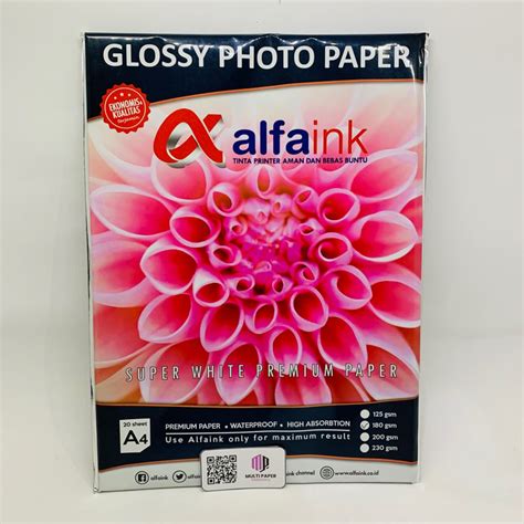 Jual Kertas Foto Glossy Alfa Ink 180 Gsm A4 20 Sheet Shopee Indonesia