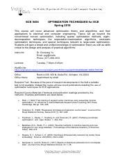 ECE Optimization Syllabus18 Pdf ECE 5454 OPTIMIZATION TECHNIQUES For
